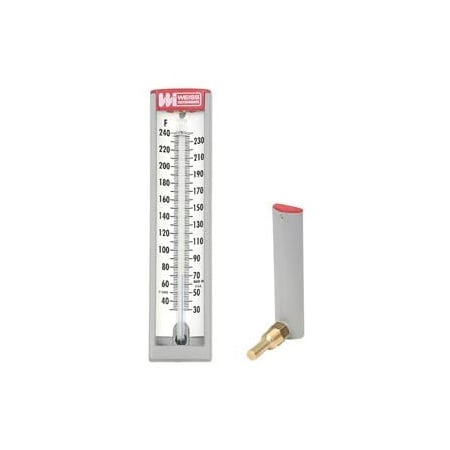 Weiss Instruments 5"scale economy thermometer, straight form, 2" stem, 1/2" NPT, 30-240F TL5S2 ...